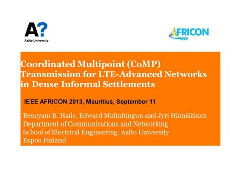 Coordinated Multipoint Comp Transmission For Lte Advanced Networks In