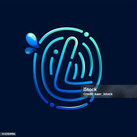 순수한 파도와 방울로 지문으로 만든 L 글자 로고 파란색 그라디언트 선 아이콘입니다 감지기에 대한 스톡 벡터 아트 및 기타 이미지 감지기 강 그라데이션 Istock