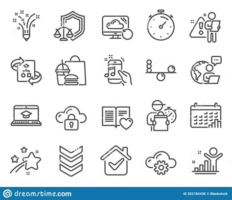 Education Icons Set Included Icon As Timer Technical Algorithm Recovery Cloud Signs Vector