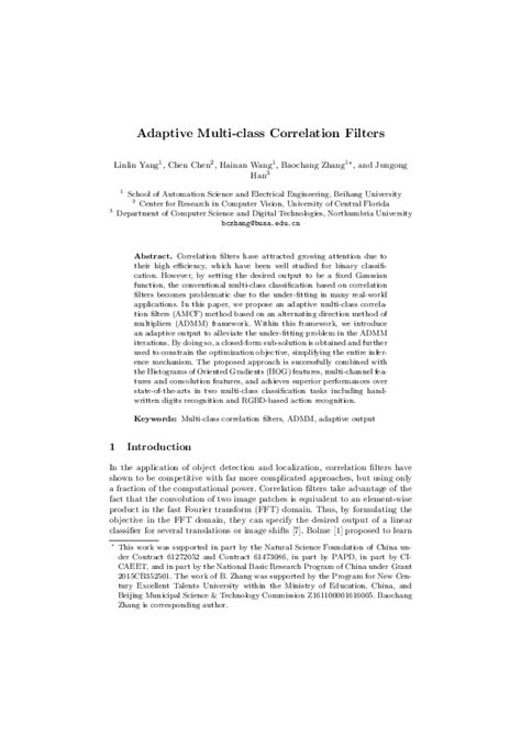 Pdf Adaptive Multi Class Correlation Filters