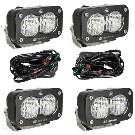 Baja Designs® 4x S2 Sport Led Lights Clear Wide Cornering Brackets Wiring