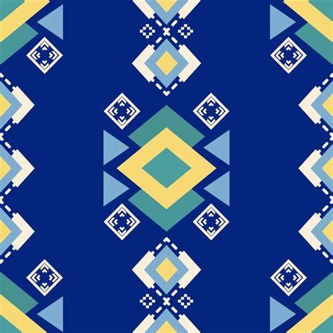 Triangle Geometric Tribal Ethic Seamless Pattern Green Yellow Blue