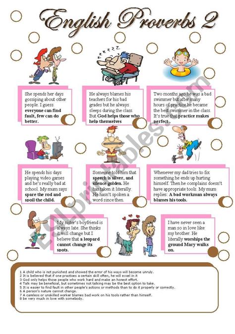 English Proverbs 2 Esl Worksheet By Veljaca82