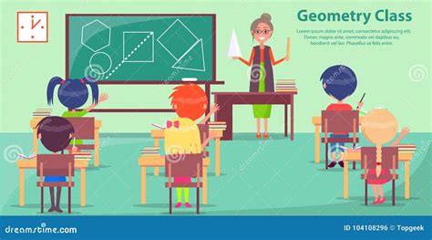 Geometry Class With Woman Teaching Small Babes Stock Vector Illustration Of Discussion