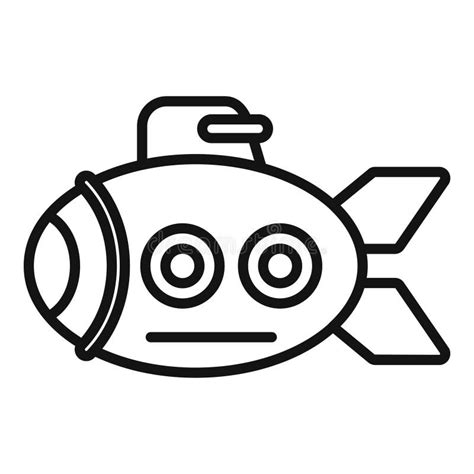 Funny Submarine Icon Outline Vector Underwater Ship Stock Illustration Illustration Of Travel