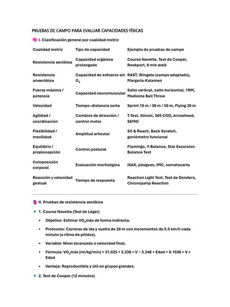 Pruebas De Campo Para Capacidades Físicas Pdf