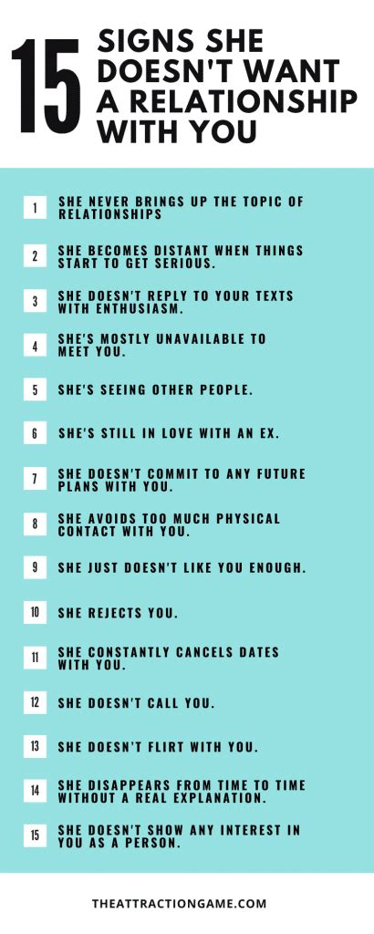 15 Signs She Doesnt Want A Relationship With You The Attraction Game