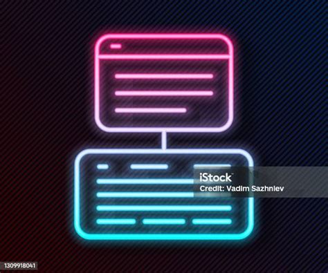 빛나는 네온 라인 서버 데이터 검은 색 배경에 격리 된 웹 호스팅 아이콘 벡터 개념에 대한 스톡 벡터 아트 및 기타 이미지 개념 네트워크 서버 다중 색상 Istock