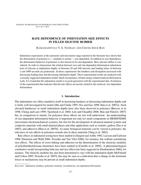 Pdf Rate Dependence Of Indentation Size Effects In Filled Silicone Rubber