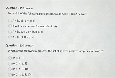 Solved For Which Of The Following Pairs Of Sets Would Chegg Com