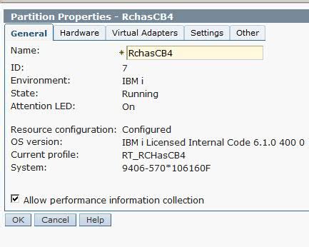 Allow Performance Information Collection For I5 OS LPARs