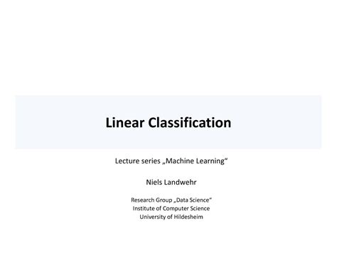 03 Linear Classification Linear Classification Lecture Series