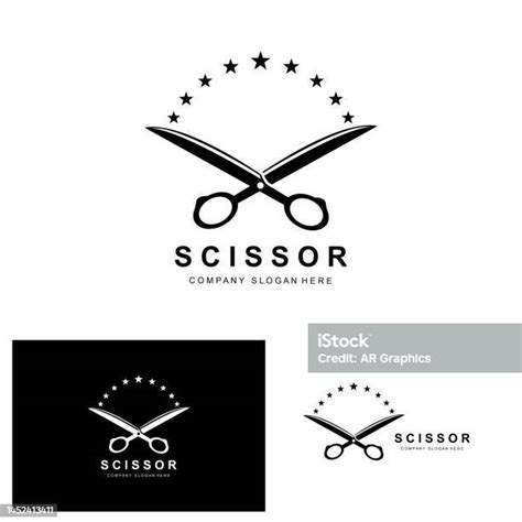 가위 로고 디자인 벡터 일러스트 레이 션 절단 도구 아이콘 스티커 배너 및 이발소 회사 브랜드 가위에 대한 스톡 벡터 아트 및 기타 이미지 Istock