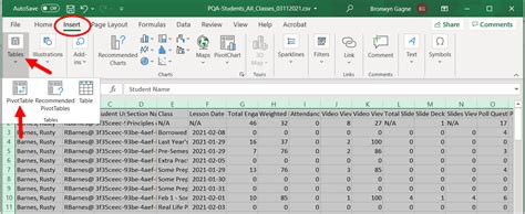 Echovideo Creating Pivot Tables In Excel For Exported Data Support