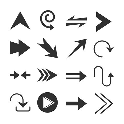 Arrows Direction Guide Cursor Web Navigation Icons Set Silhouette Style 2608961 Vector Art At