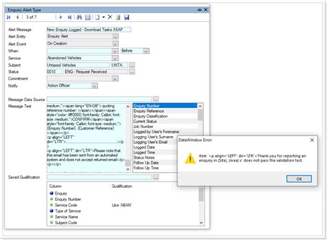 Validation Error When Saving An Alert Type In Confirm