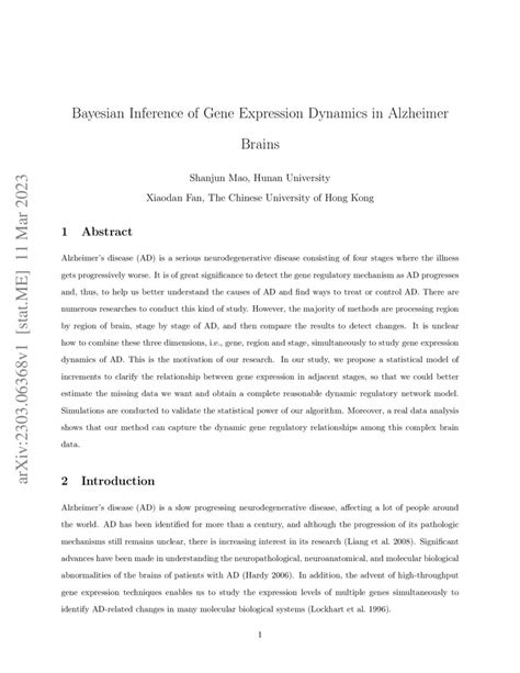 Bayesian Inference Of Gene Expression Dynamics In Alzheimer Brains Deepai