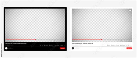 Youtube Multimedia Player Window Template Youtube Video Template Vector Set Isolated Youtube