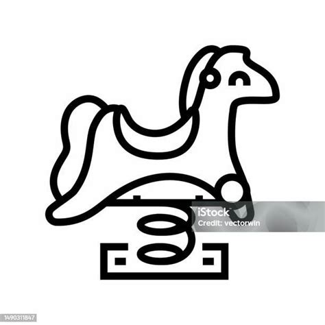 스프링 라이더 파크 야외 아이 놀이 라인 아이콘 벡터 일러스트레이션 나무에 대한 스톡 벡터 아트 및 기타 이미지 나무 벡터