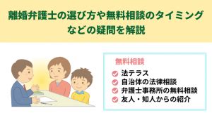 離婚弁護士の選び方や無料相談のタイミングなどの疑問を解説