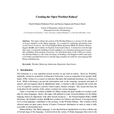 Creating The Open Wordnet Bahasa Acl Anthology