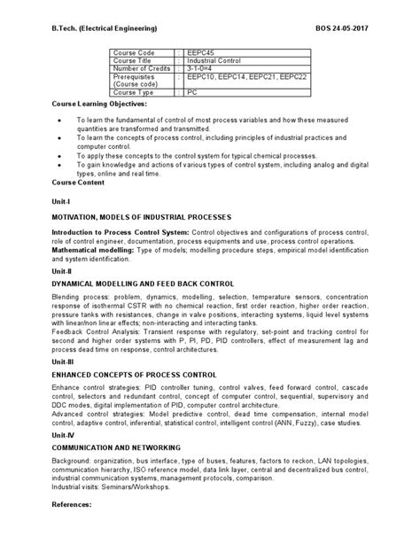 Industrial Control Syllabus Pdf Pdf Process Control Control Theory