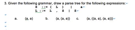 Solved Given The Following Grammar Draw A Parse Tree For Chegg