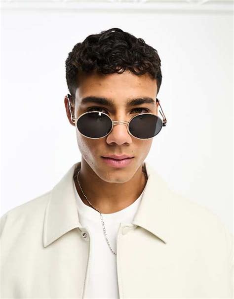 Svnx Retro Round Sunglasses In Gold Asos