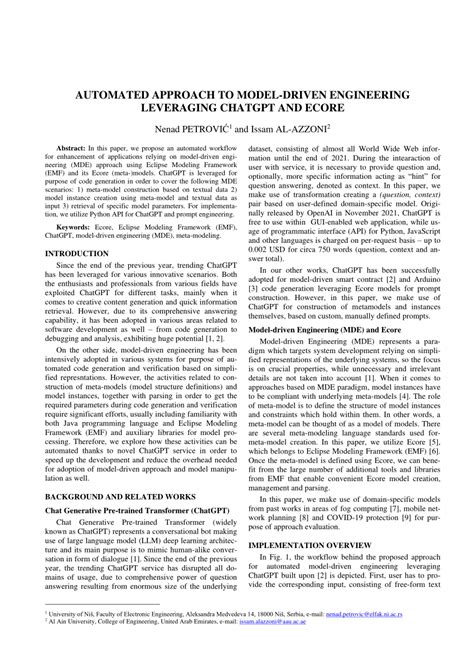 pdf automated approach to model driven engineering leveraging chatgpt and ecore
