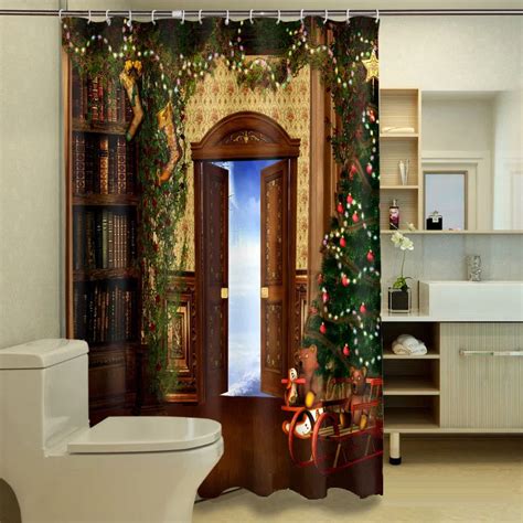 Myru 3d Print Waterproof Christmas Shower Curtains Bath Products