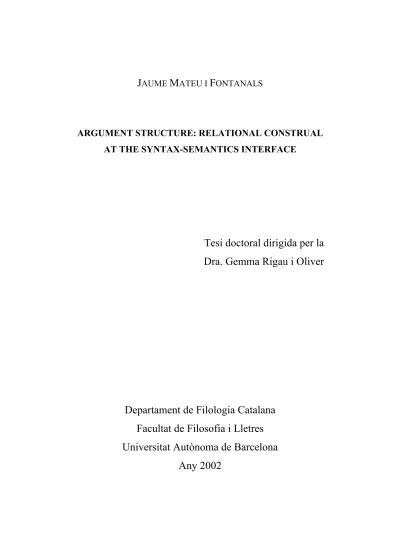 Argument Structure Relational Construal At The Syntax Semantics Interface