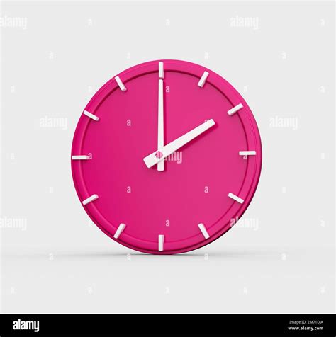 A 3d Render Of A Pink Wall Clock Showing The Time 2 Oclock Isolated On
