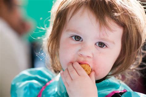 Close Up Portrait Of Young Girl Eating Stock Image Image Of Happy