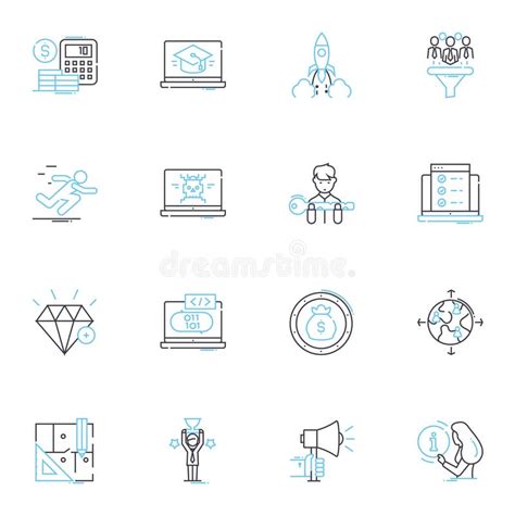 Young Company Linear Icons Set Innovative Ambitious Dynamic Agile Risk Takers Vibrant