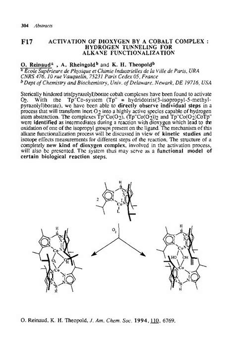 Pdf Activation Of Dioxygen By A Cobalt Complex Hydrogen Tunneling For Alkane