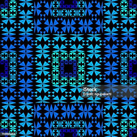 푸른 색 벡터 만화경 패턴입니다 패션 인쇄 및 섬유 포장에 대 한 추상적인 기하학적 배경입니다 또한 벽지에 대 한 좋은 0명에 대한 스톡 벡터 아트 및 기타 이미지 Istock