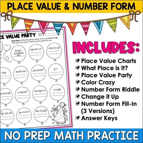 Place Value Worksheets Chart Number Expanded And Word Form Activities Review