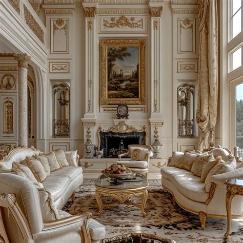 Modern French Chateau Interior Design — Living Room Bedroom And Kitchen