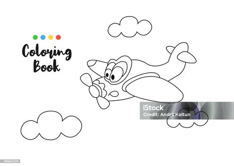 색칠 공부 페이지 재미 만화 항공기 비행기 비행기와 구름색 어린이와 어린이를위한 교육 게임 벡터 일러스트레이션 0명에 대한 스톡 벡터 아트 및 기타 이미지 Istock