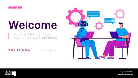 Human And Humanoid Robot Team Working Together Stock Vector Image And Art