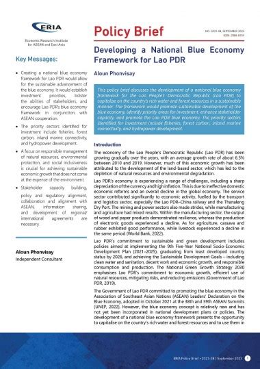 Developing A National Blue Economy Framework For Lao Pdr Publications