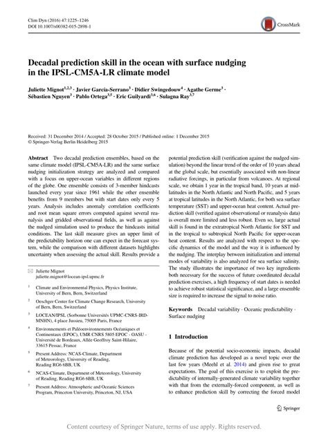 Decadal Prediction Skill In The Ocean With Surface Nudging In The Ipsl