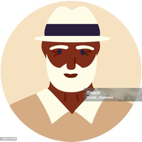 턱수염과 모자를 쓴 웃는 흑인 또는 아프리카계 미국인 노인 또는 베이비 붐 세대 남성의 원 모양의 아이콘 또는 아바타 남성에 대한 스톡 벡터 아트 및 기타 이미지 Istock