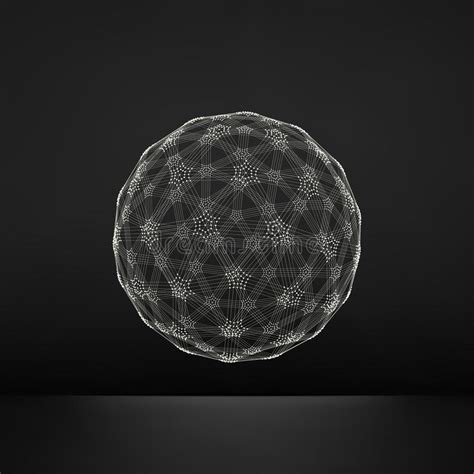 3d Sphere Global Digital Connections Technology Concept Vector Illustration Wireframe Object