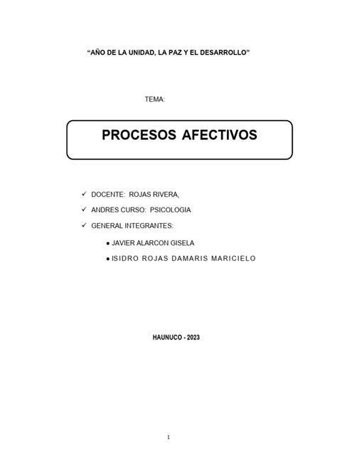 Procesos Afectivos Pdf Las Emociones Experiencia