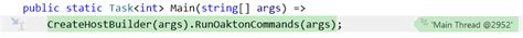 web app hangs when debugging with rider and using runoaktoncommands