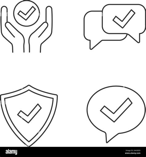 Approve Linear Icons Set Verification And Validation Quality Service Approved Chat