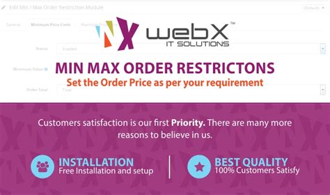 OpenCart Min Max Order Restrictons