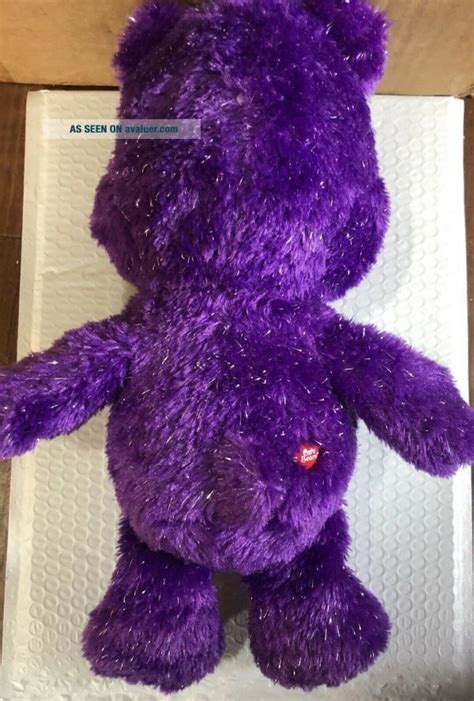 Care Bears 35th Anniversary Rainbow Heart Plush Bear Purple Glitter