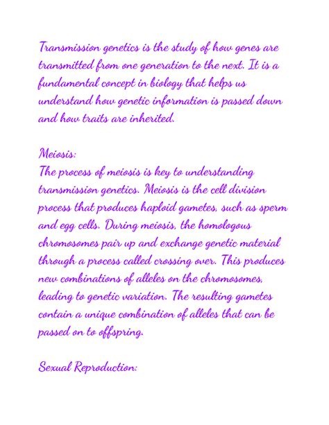 Lecture Notes On Transmission Genetics Transmission Genetics Is E Study Of How Genes Are Studocu